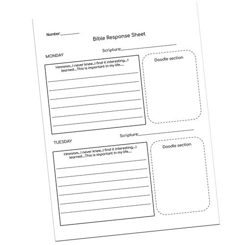 Bible Response Sheet by Jill Kopper | Visual Faith Min