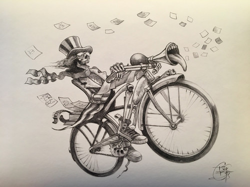 "Bicycle Daze" Print of Original Drawing | Richard Biffle Art