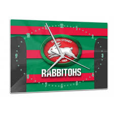 South Sydney Rabbitohs NRL Glass Clock | hype-sports-center