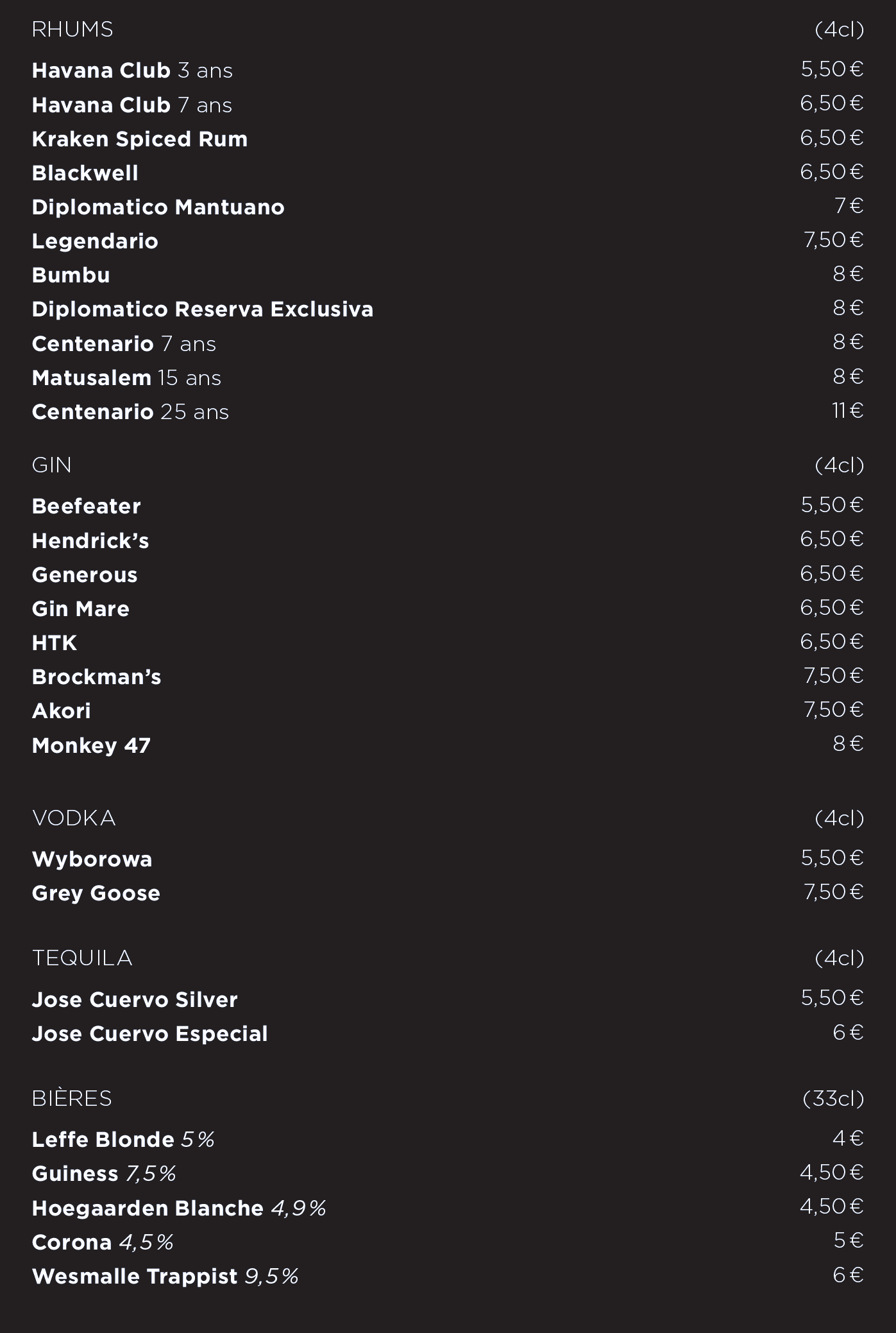 CARTES ALCOOLS, VINS, CHAMPAGNES | Bobar