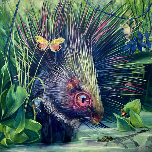 Friendly Foes original oil painting 36x36 | Studio ArtFarm