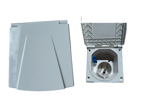 WHITE Flush Fitting Mains Inlet - New Flap | caravan-megastore