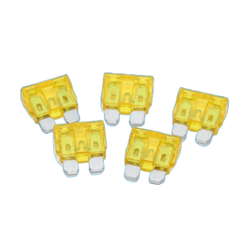 20 Amp Blade Fuse YELLOW - 5 Per Pack | caravan-megastore