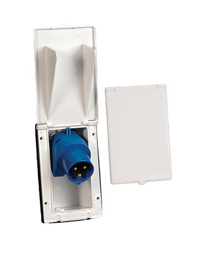 WHITE Rectangular Inlet (Flush Fitted) 240V INLET | caravan-megastore