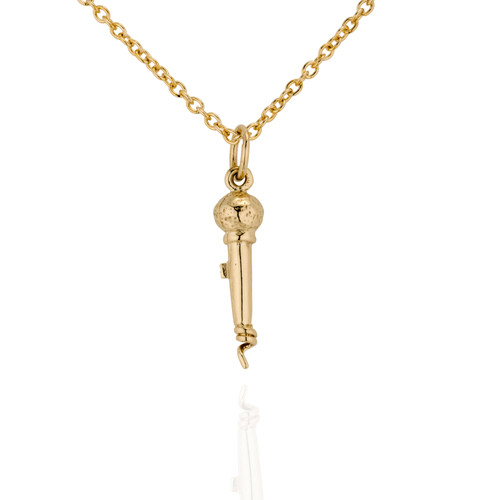 Solid 9ct Yellow Gold Microphone Charm | sjco