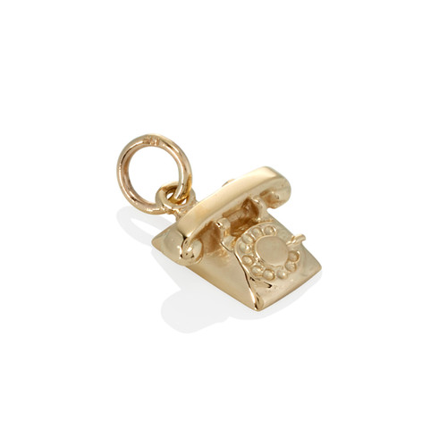 Solid 9ct Yellow Gold Telephone Charm | sjco