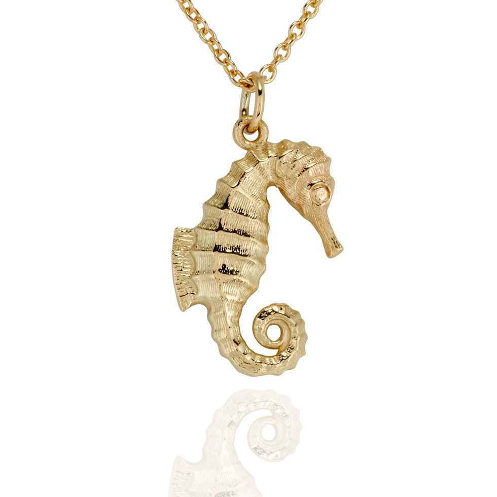 Solid 9ct Yellow Gold Seahorse Charm | sjco