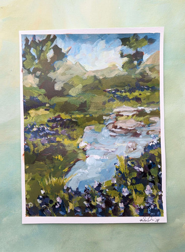 Bluebonnets in the hill country | Brushed Script