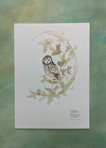 Print of Owl illustration | Brushed Script