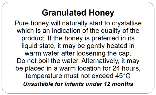 x21 GRANULATED HONEY JAR LABELS | De-Crystallisation Instructions | TLLC