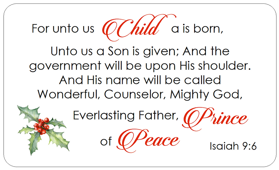 X21 CHRISTMAS BIBLE VERSE STICKERS | For unto us a Child is Born ...