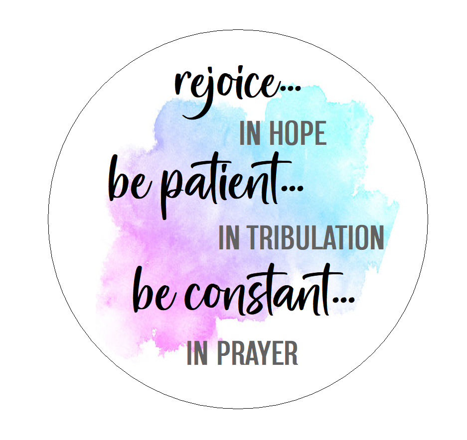 X12 ROUND BIBLE VERSE STICKERS | Rejoice in Hope be Constant in Prayer ...