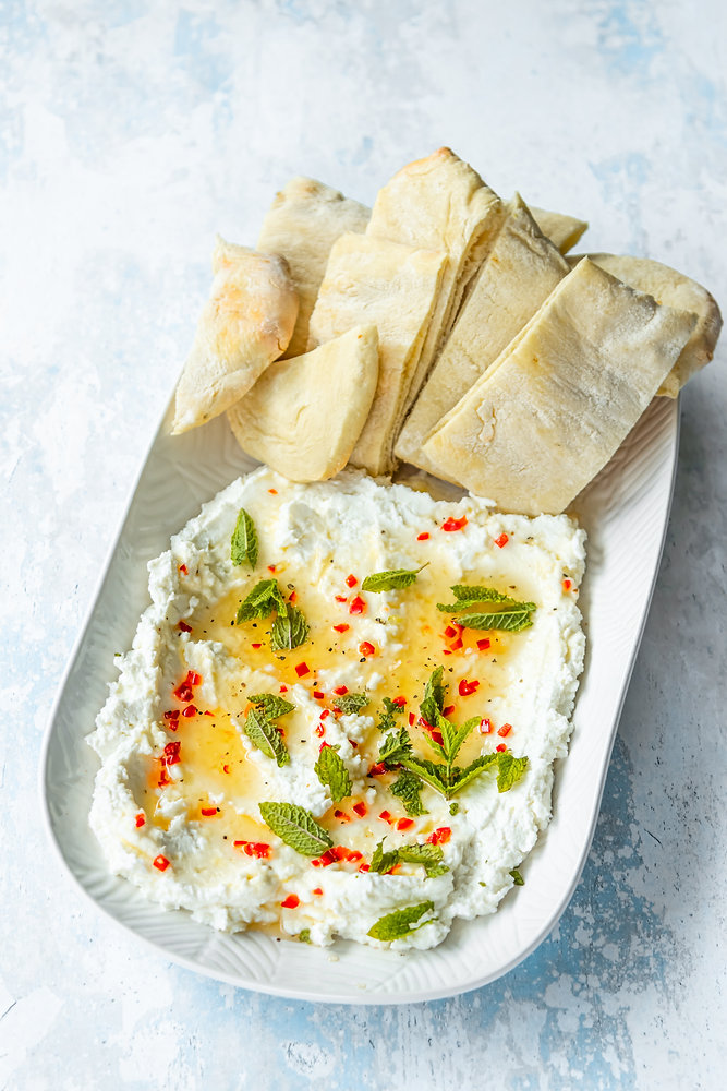 BBQ Flatbread with Whipped Feta Dip and Spicy Honey