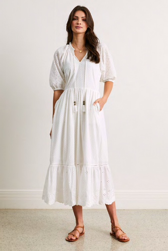 Willow Broderie Anglaise Midi Dress by Harni the label | WKND LUXE