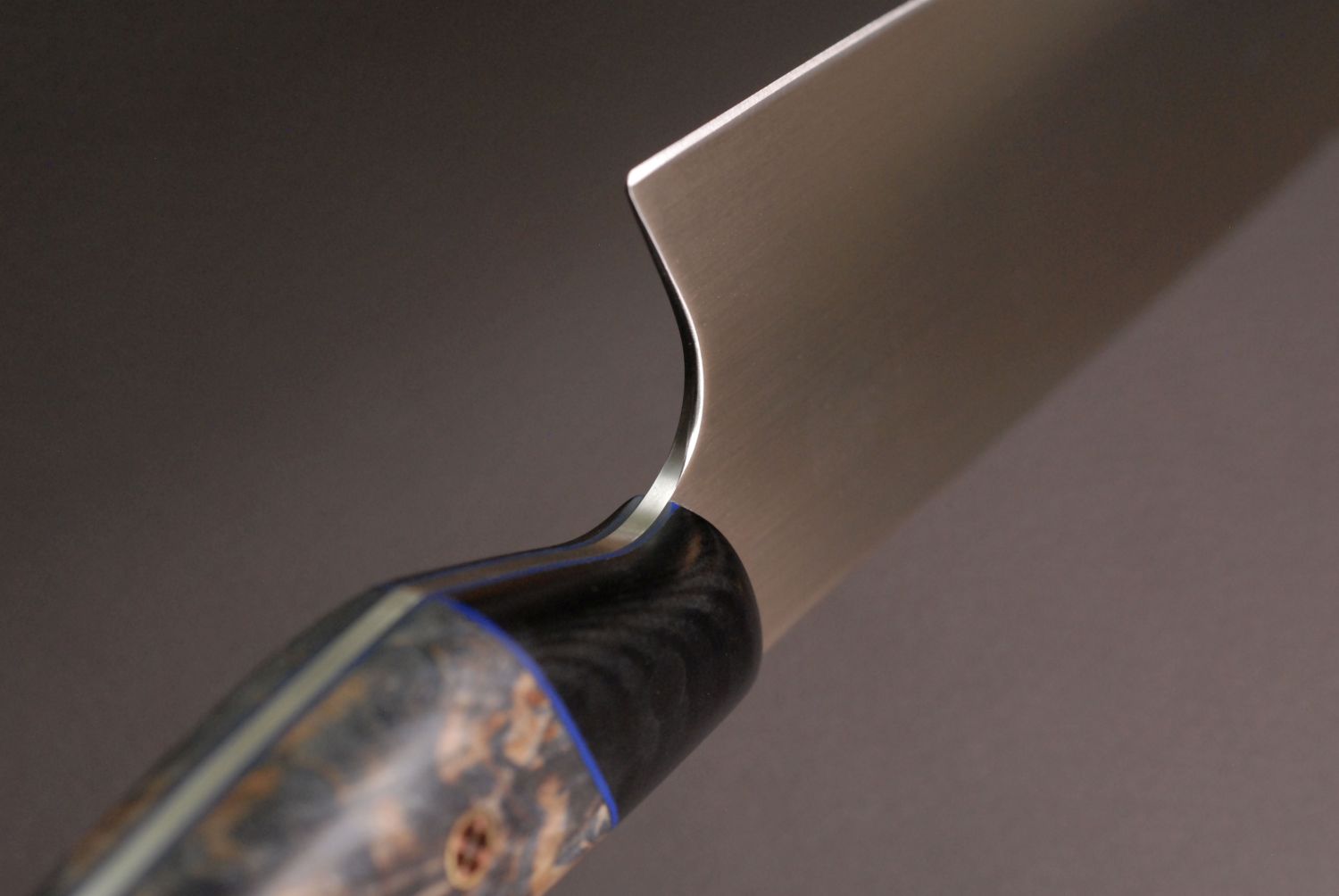 ** SOLD ** 8" Gyuto - Stabilised Blue Maple Burl and Micarta ...