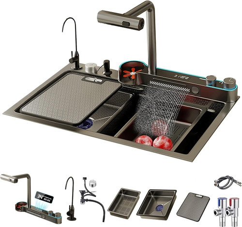 Chiuveta Bucatarie Multifunctionala Dolphine, Culoare Gri, Otel ...