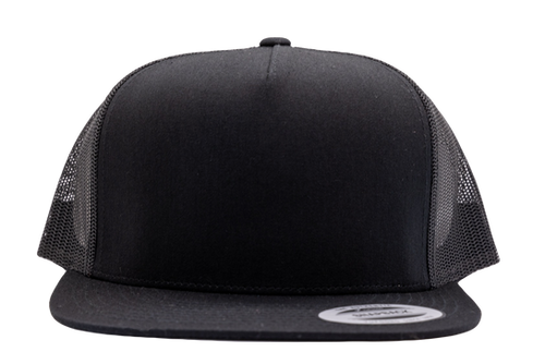 Black Flat Bill Trucker | Patch Works Hat Co.