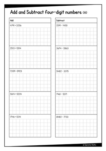 Add and Subtract four-digit numbers | Operation Maths