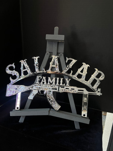 Custom Chrome Engraved "Salazar Family" Car Plaque | AP SHOWCHROME