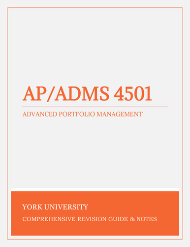 AP/ADMS 4501 - Advanced Portfolio Management | York University