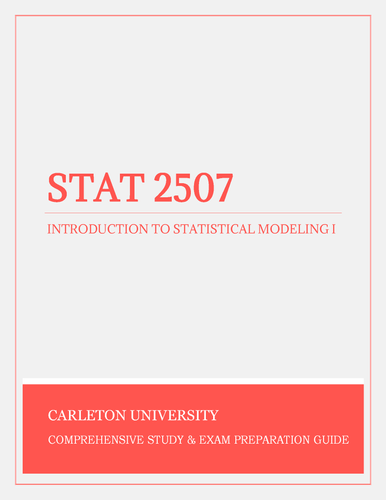 STAT 2507: Introduction to Statistical Modeling I - Carleton University