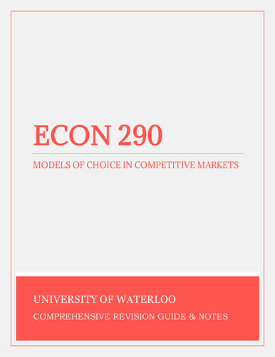 ECON 290: Models of Choice in Competitive Markets - University of Waterloo