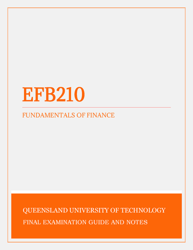 EFB210 - Fundamentals of Finance | Queensland University of Technology