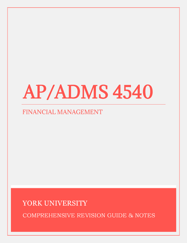 AP/ADMS 4540: Financial Management - York University