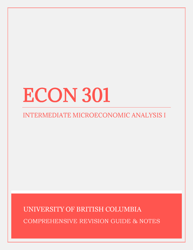 ECON 301: Intermediate Microeconomic Analysis I - UBC