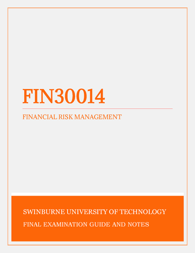 FIN30014 - Financial Risk Management | Swinburne University of Technology
