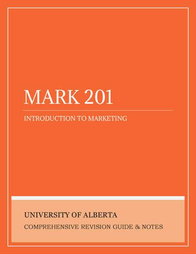 MARK 201 - Introduction to Marketing | University of Alberta