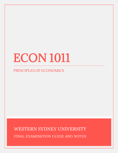 ECON 1011: Principles of Economics - Western Sydney University