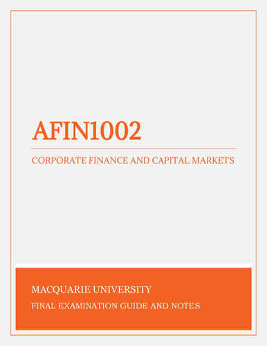 AFIN1002: Corporate Finance and Capital Markets | Macquarie University