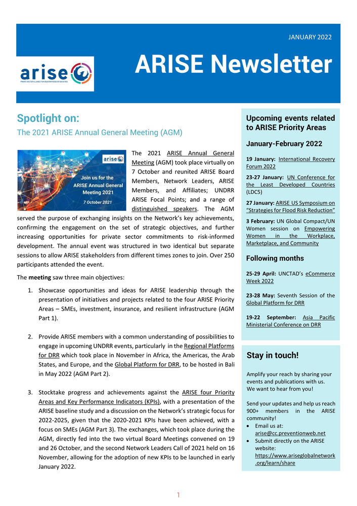 Arise Newsletter January 2022