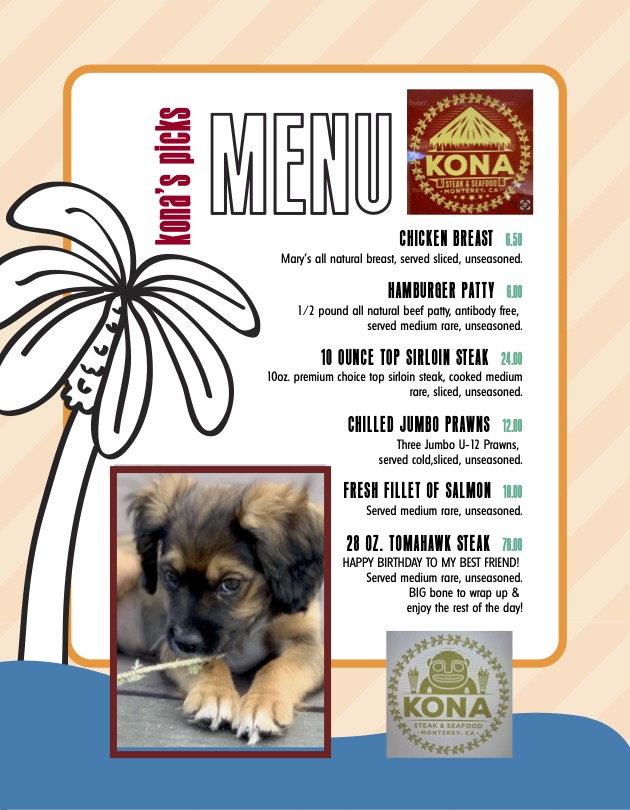 Kona Menus | Kona Monterey