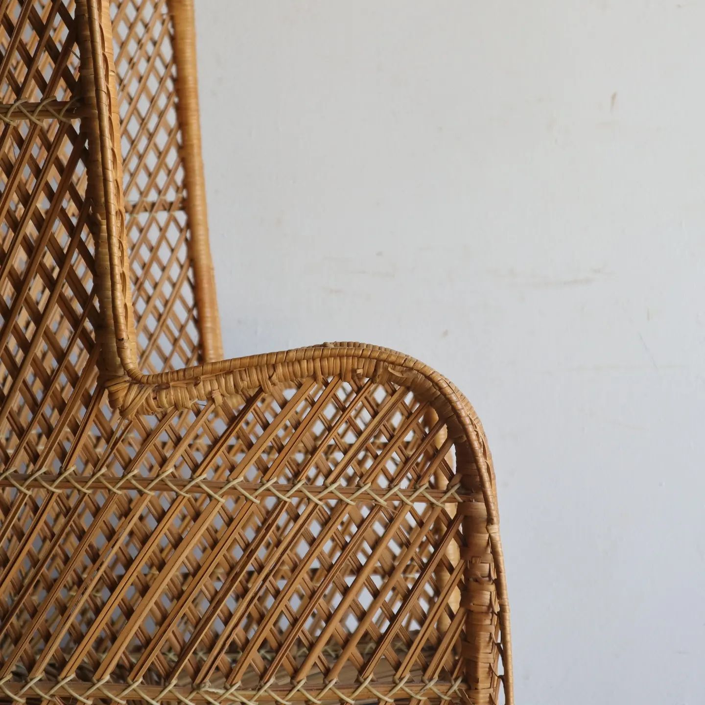 Tall rattan wicker hooded porters style peacock chair | Klassiek