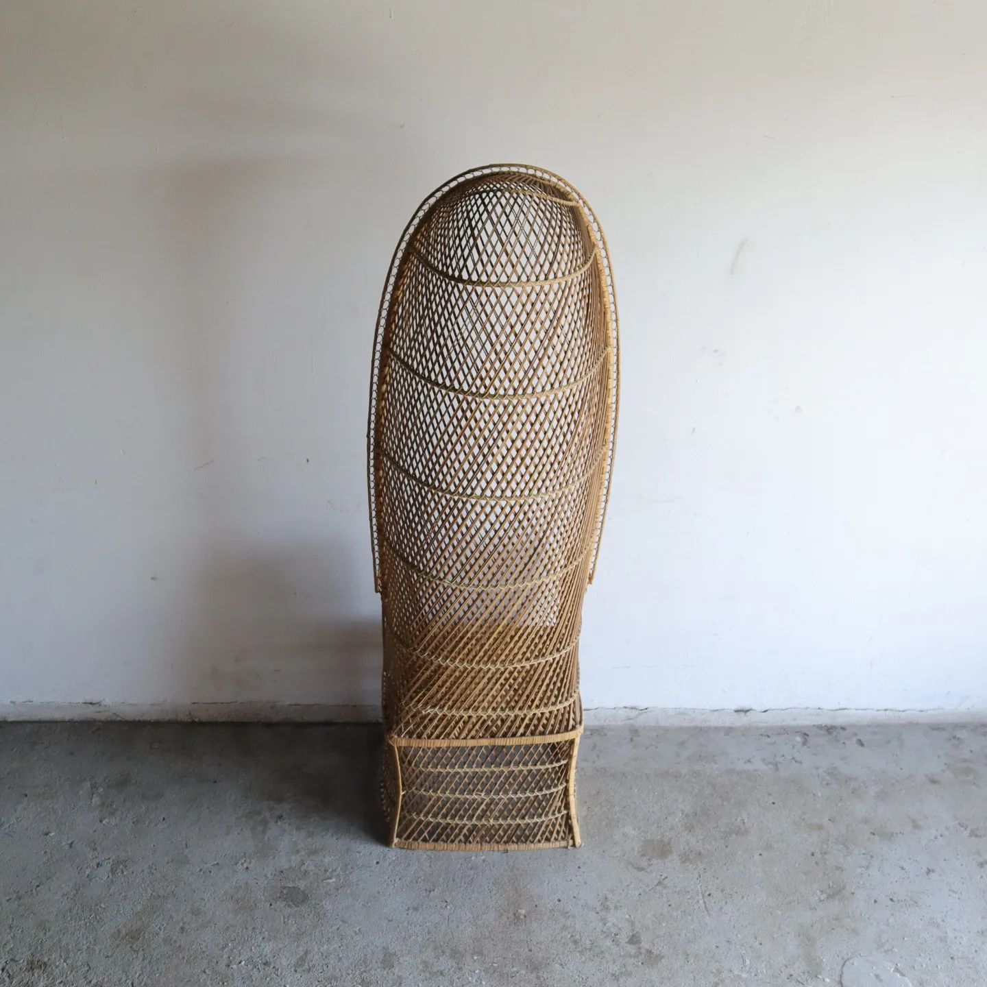 Tall rattan wicker hooded porters style peacock chair | Klassiek