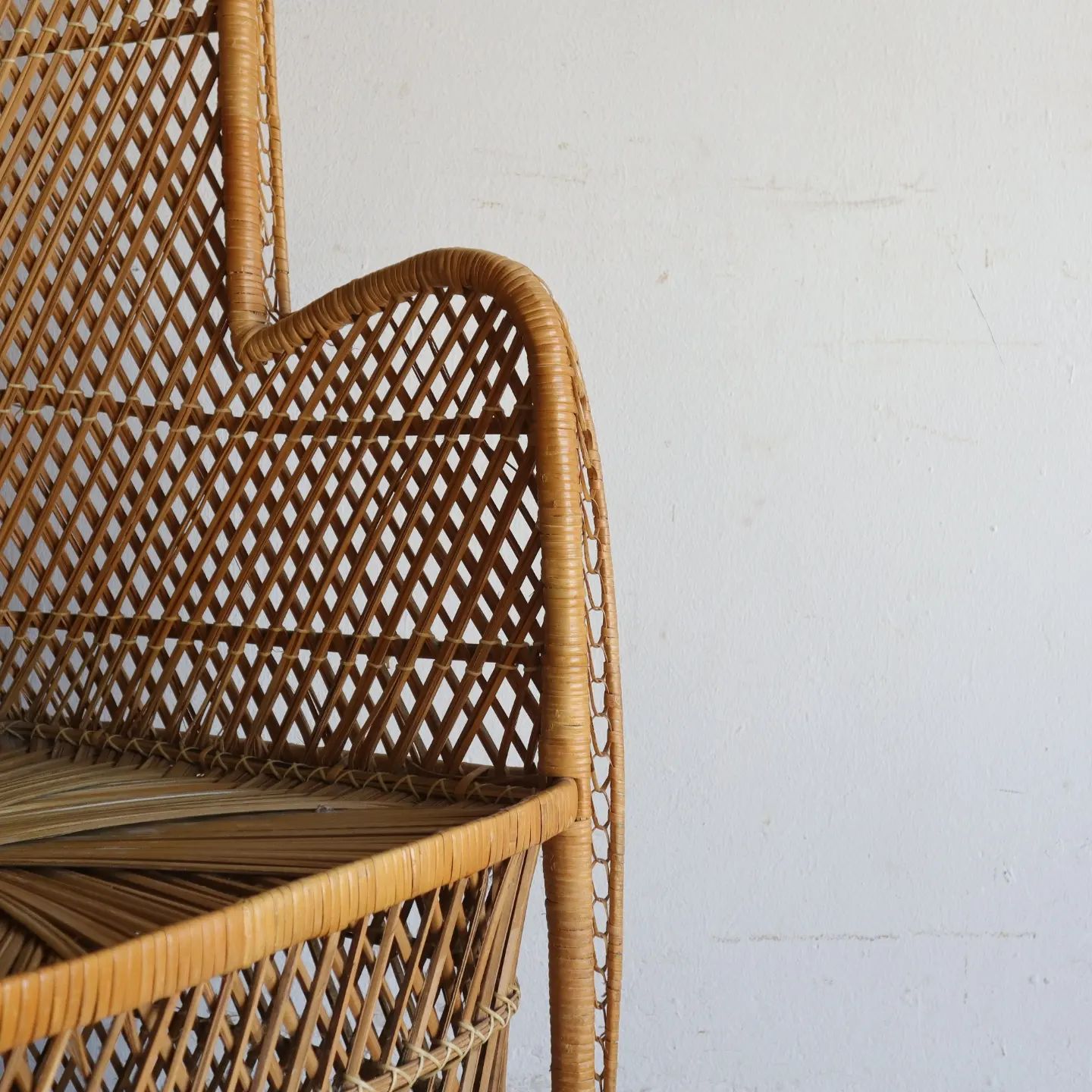 Tall rattan wicker hooded porters style peacock chair | Klassiek