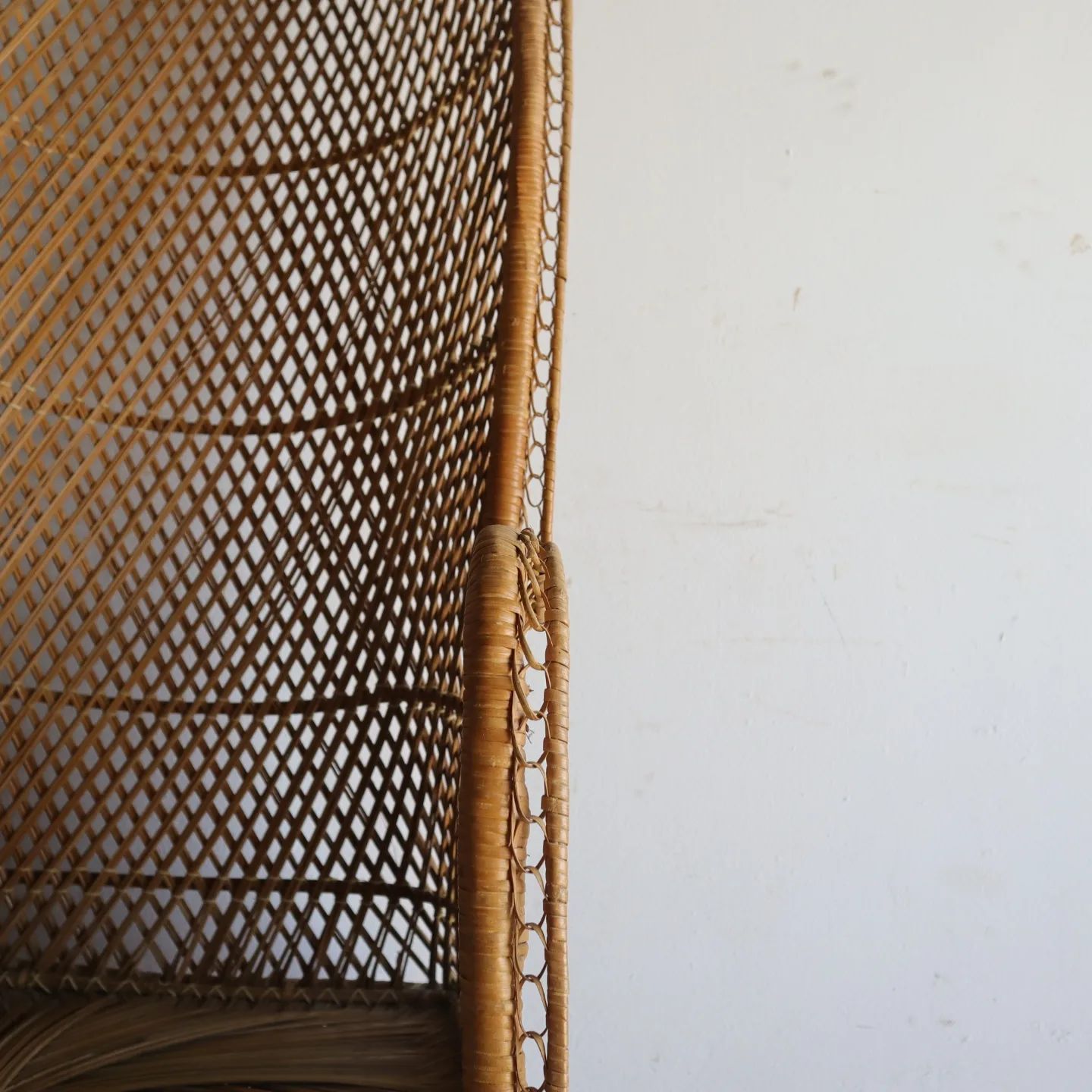 Tall rattan wicker hooded porters style peacock chair | Klassiek