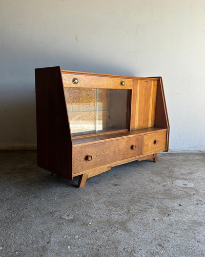 Mid-Century solid oak highboard cabinet | Klassiek