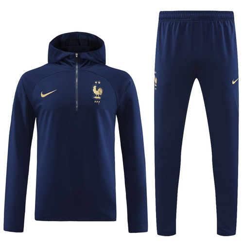 France 2024 Hooded Tracksuit Set - Navy Blue | Futbol Shop US