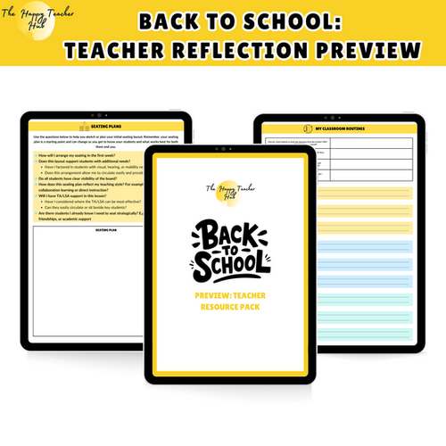 Preview: Back to School Teacher Reflection Resources | Happy Teacher Hub