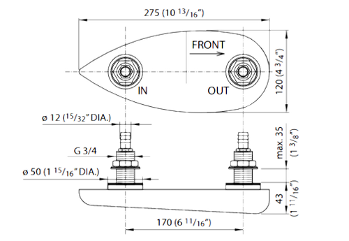 Keel cooler in brass for E-LINE | electric-boats-2.0