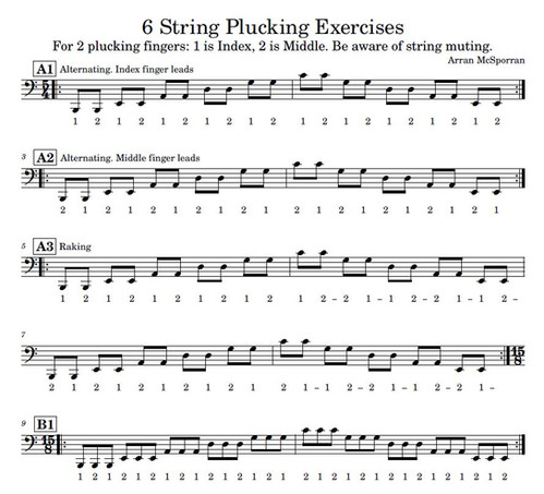 6-string bass 2-finger plucking hand exercises | arranmcsporran