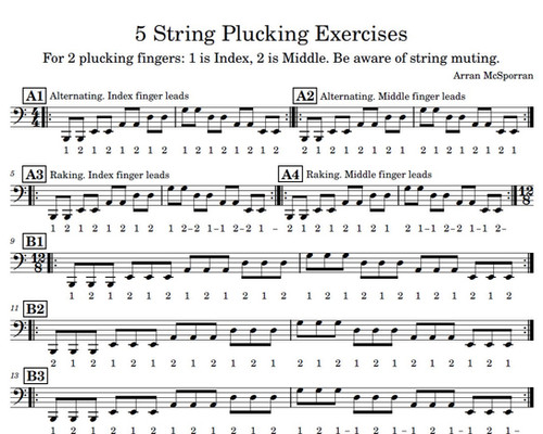 5-string bass 2-finger plucking hand exercises | arranmcsporran