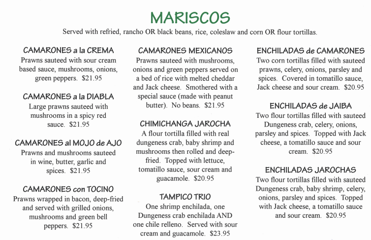 Mariscos | Rancho Chico