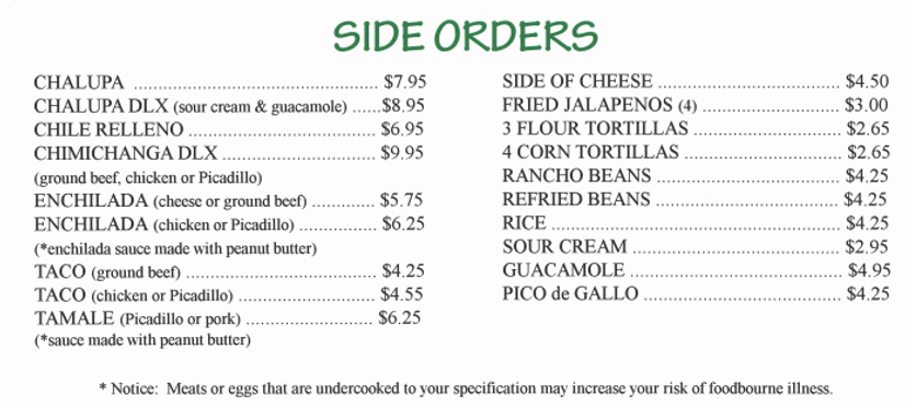 Side Orders | Rancho Chico