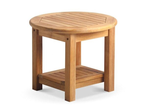 DNI TEAK ROUND SIDE TABLE WITH SHELF | WOOD-JOY