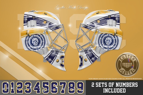 BASIC-Goalie Mask Vinyl Decal Set (navy/yellow) | customcages
