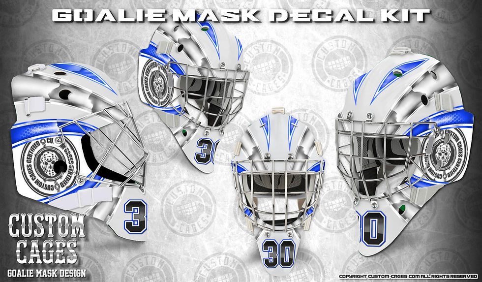 Custom Cages goalie mask decals 7/8